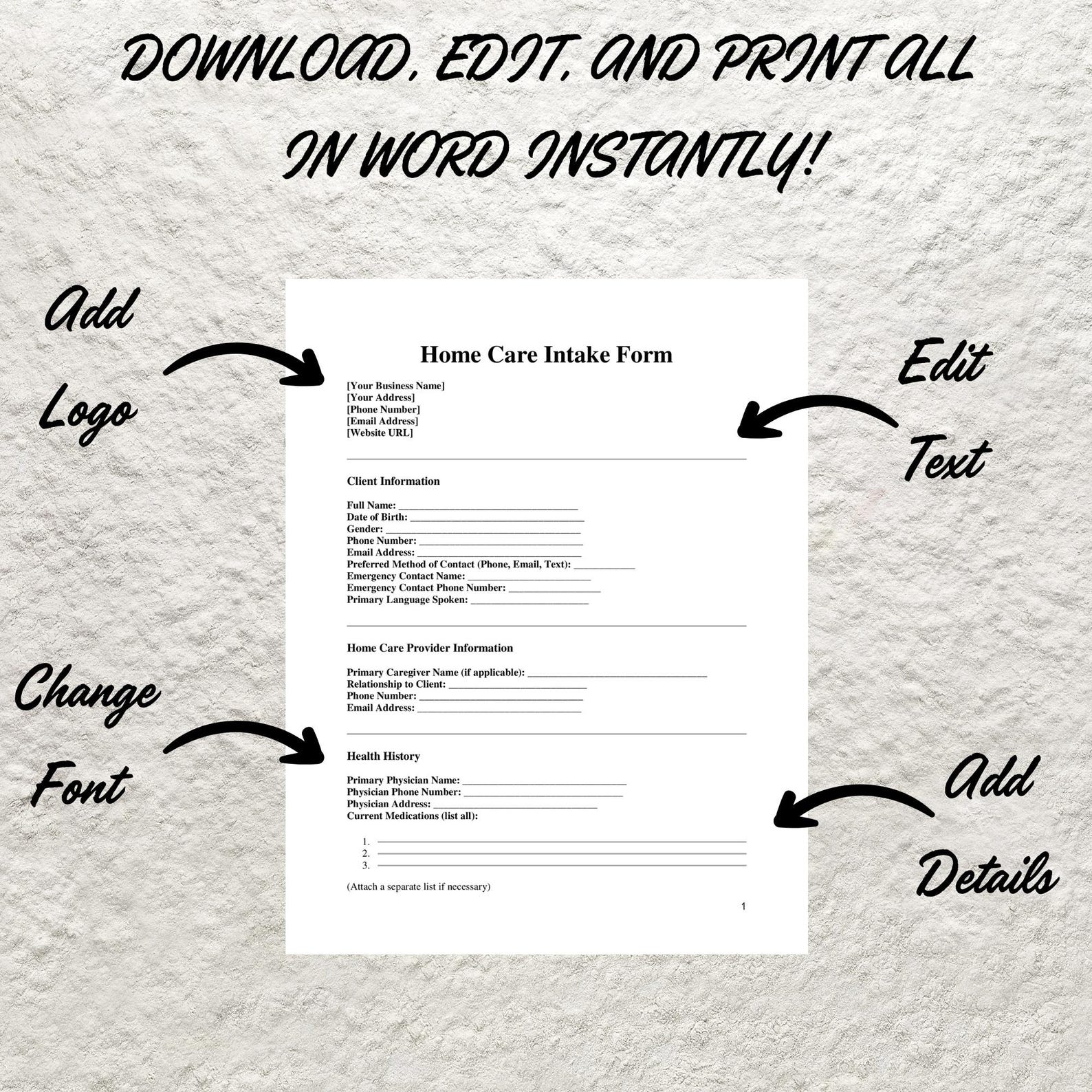 Home Care Agency Forms & Contract Templates, Client Intake Paperwork ...