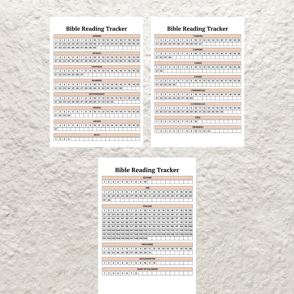 Bible Reading Tracker Printable Bible Reading Plan Checklist Daily ...