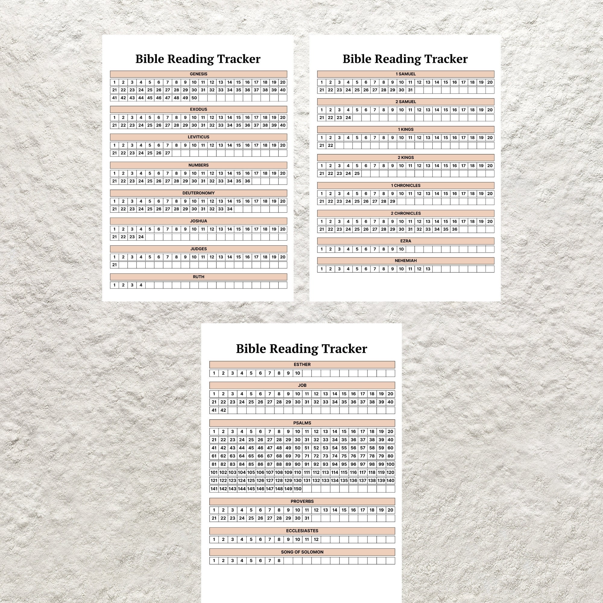 Bible Reading Tracker Printable Bible Reading Plan Checklist Daily ...