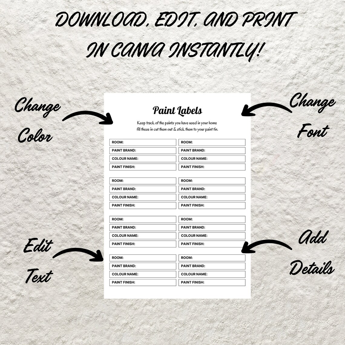 Paint Tracker Editable Printable Household Paint Color Tracker Planner ...