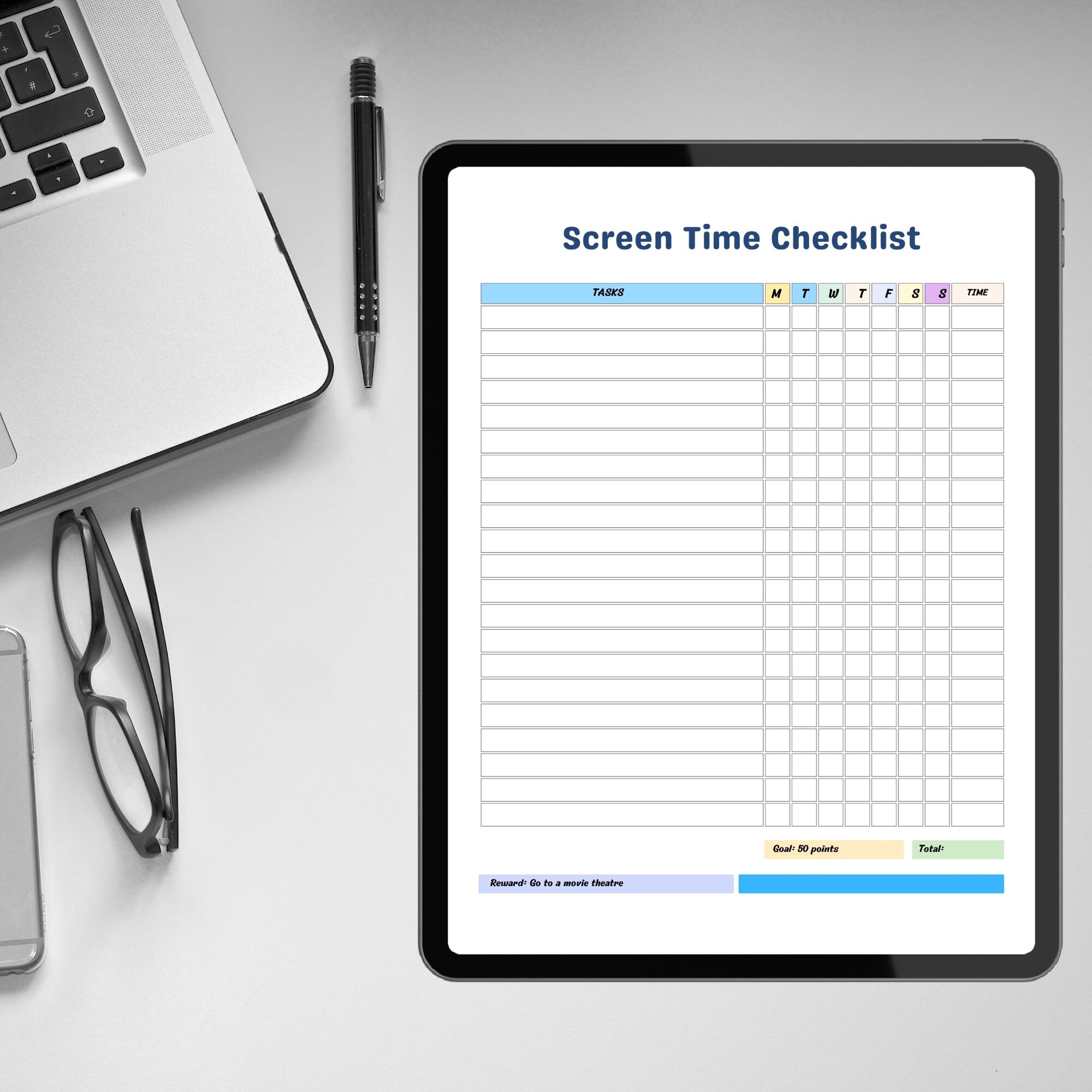 Editable Screen Time Checklist Template Printable Screen Time Chore ...