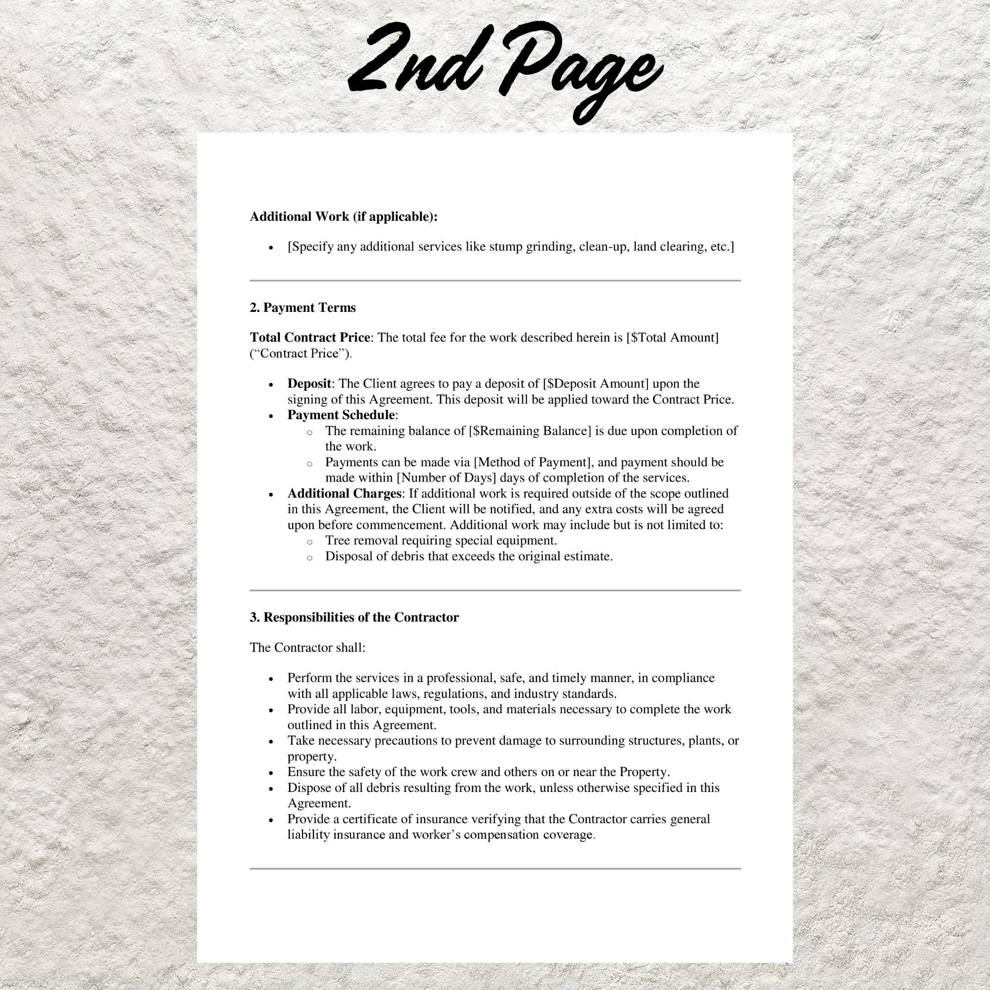 Tree Trimming Contract Template Editable Tree Removal Service Agreement ...