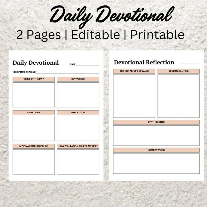 Daily Devotional Journal Template, Printable Bible Study (canva ...