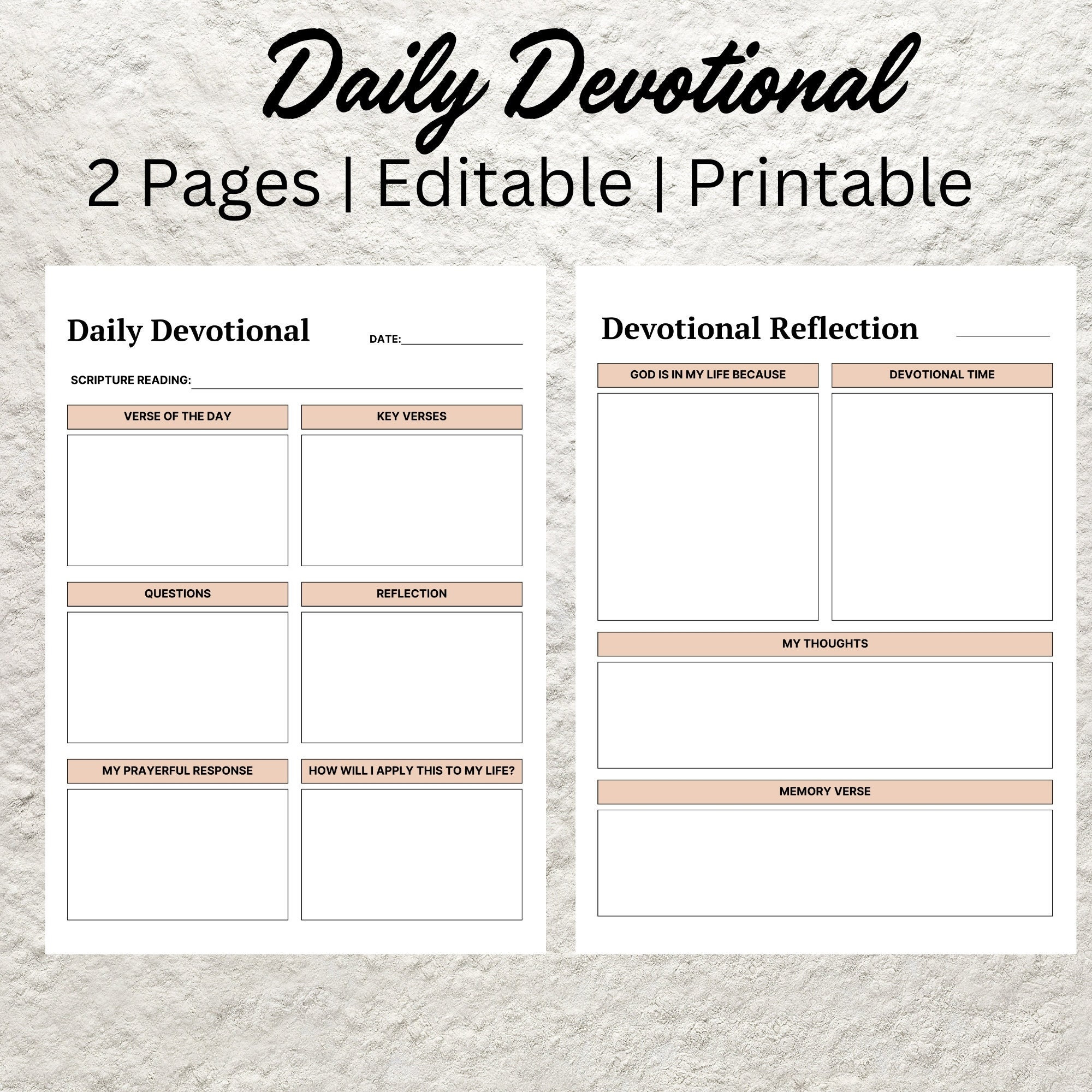 Daily Devotional Journal Template Printable Bible Study Christian Faith ...