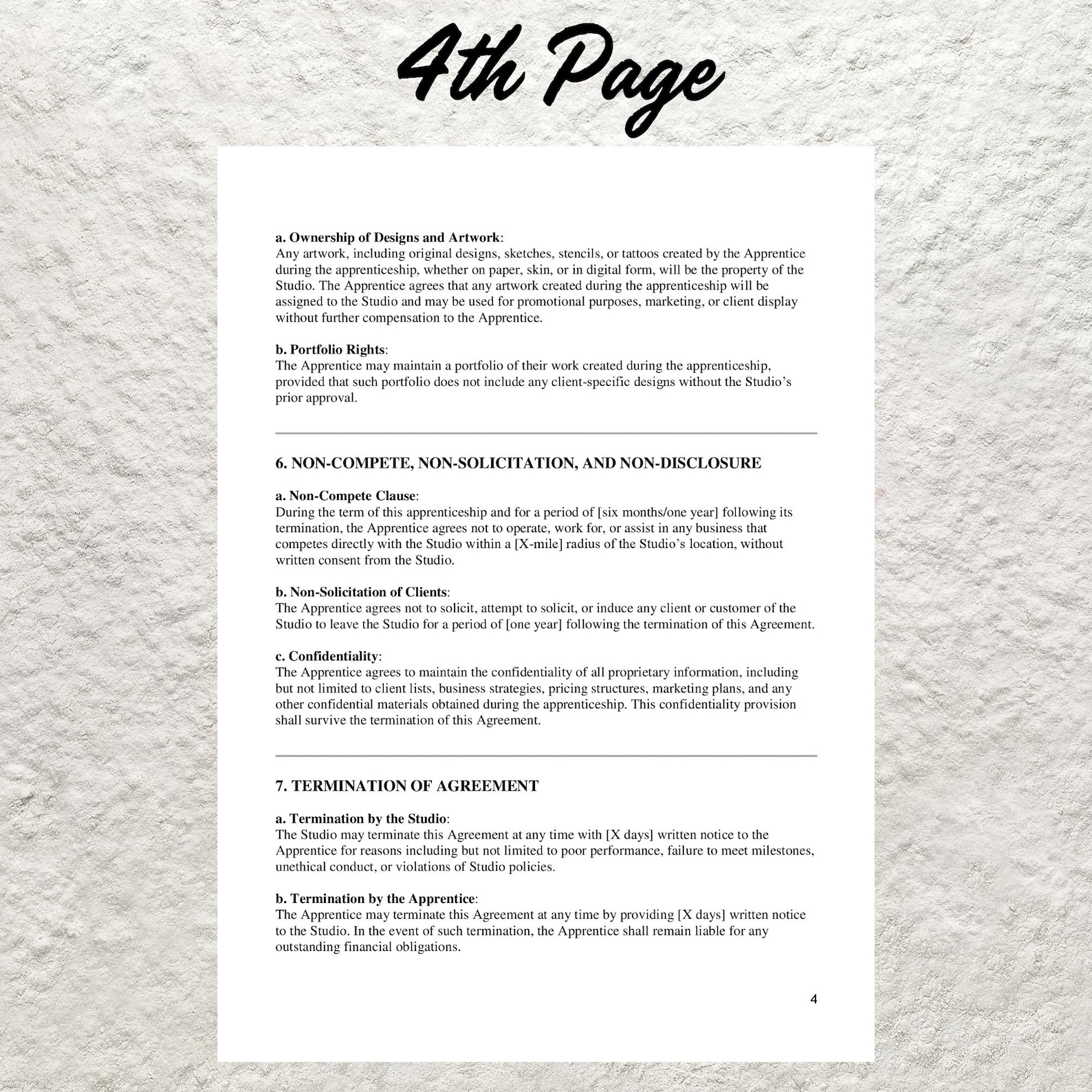 Tattoo Apprentice Contract Template: Editable Apprenticeship Agreement ...