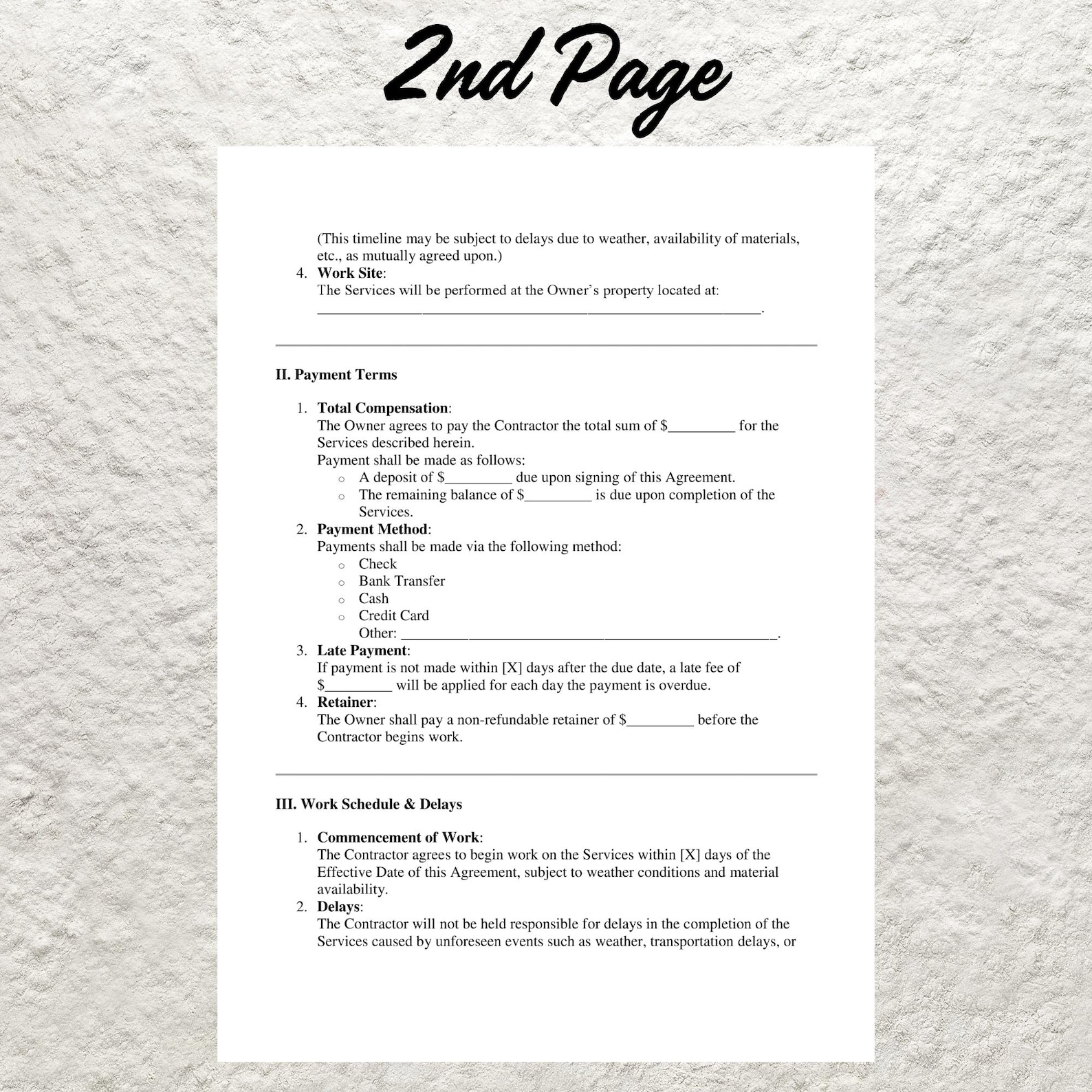 Fence Installation Contract Template Editable Fencing Service Agreement ...