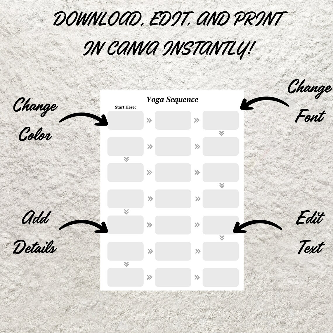 Yoga Sequence Planner Template, Editable Class Plan (digital Download ...