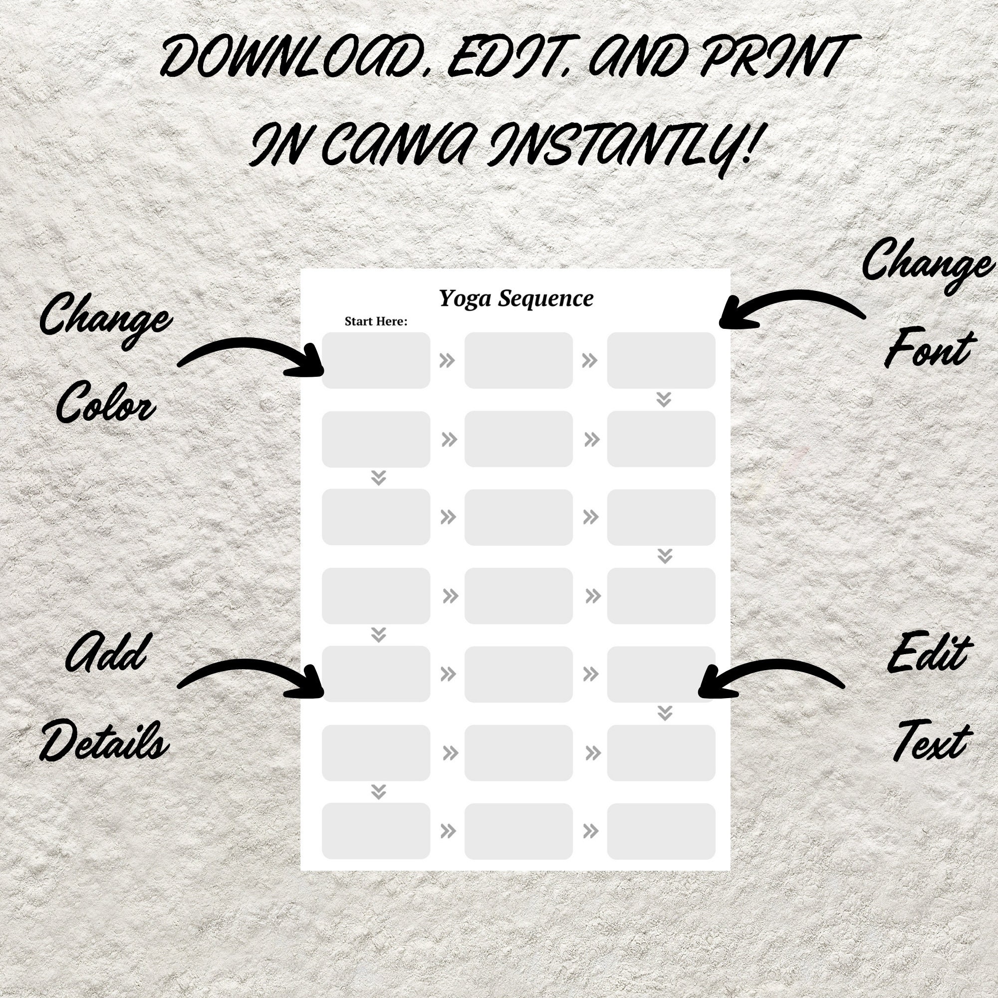 Yoga Sequence Planner Template, Editable Class Plan (digital Download ...