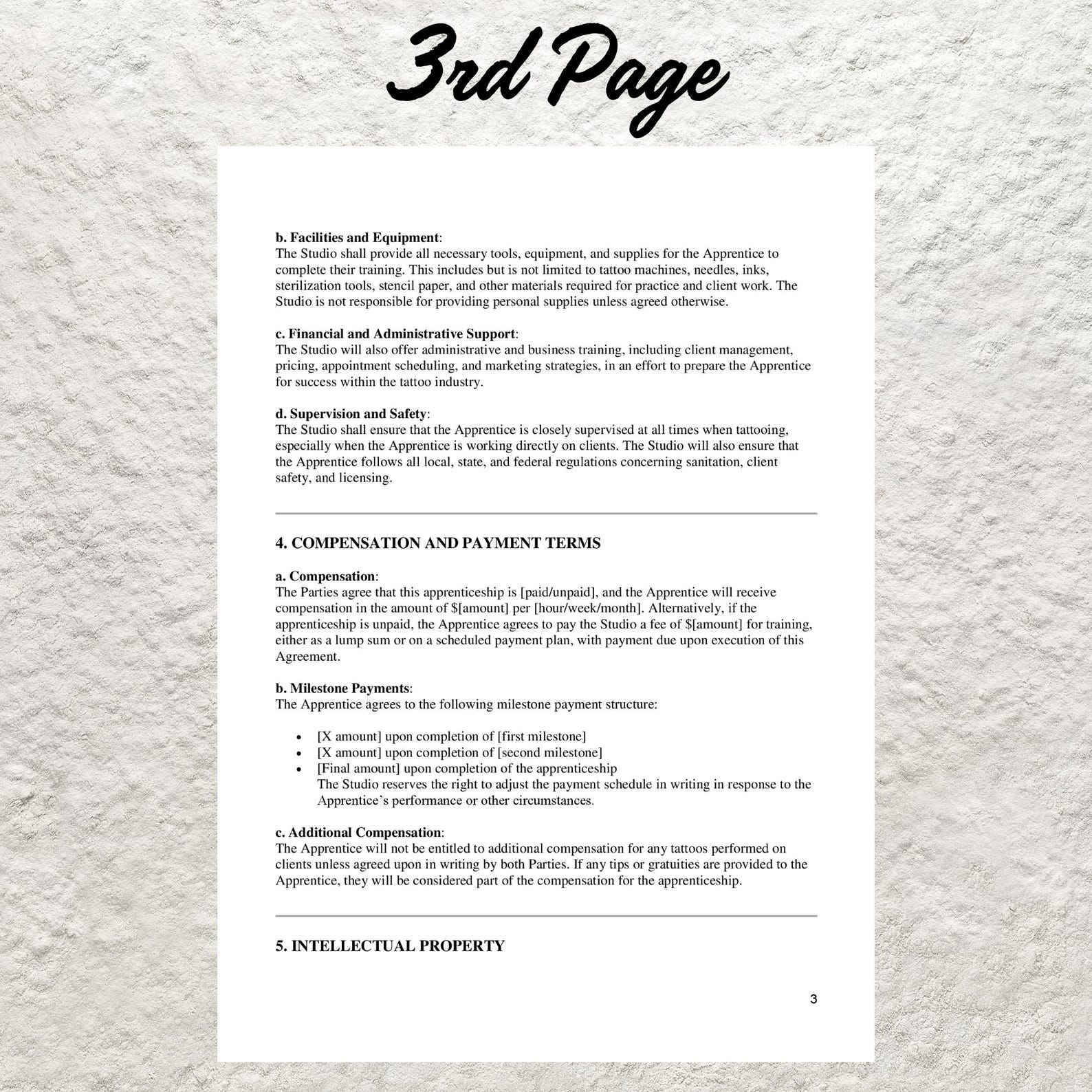 Tattoo Apprentice Contract Template: Editable Apprenticeship Agreement ...