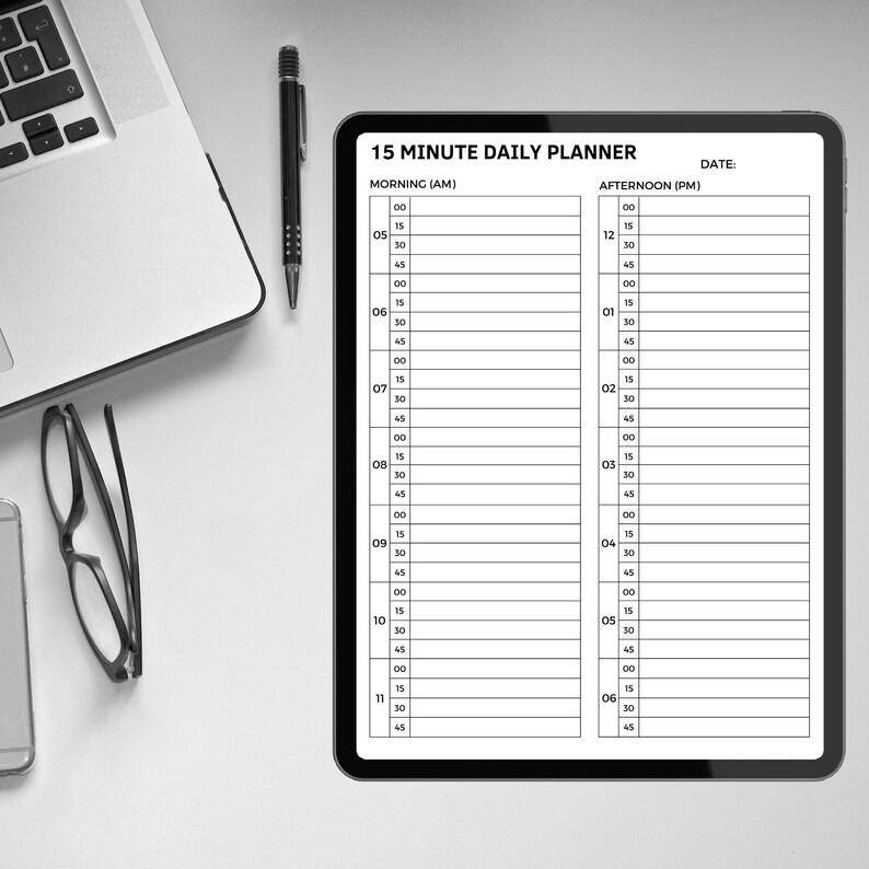 15 Minute Planner Editable 15 Minute Daily Planner Appointment Book ...