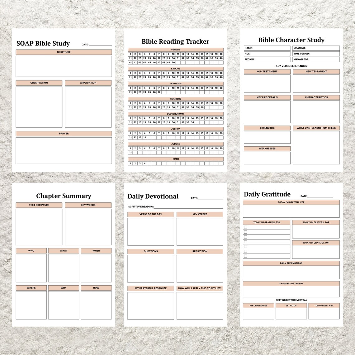 Bible Study & Devotional Journal Bundle Template Printable SOAP Digital ...