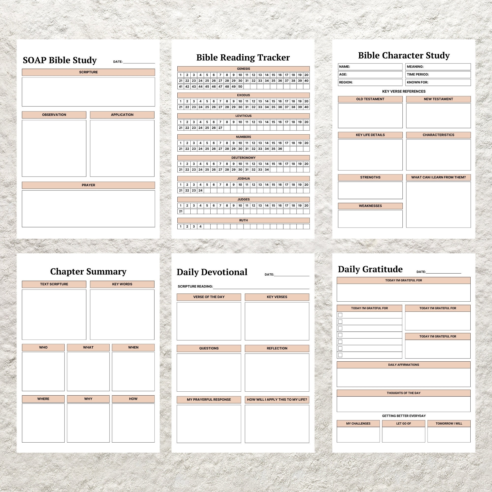 Bible Study & Devotional Journal Bundle Template Printable SOAP Digital ...