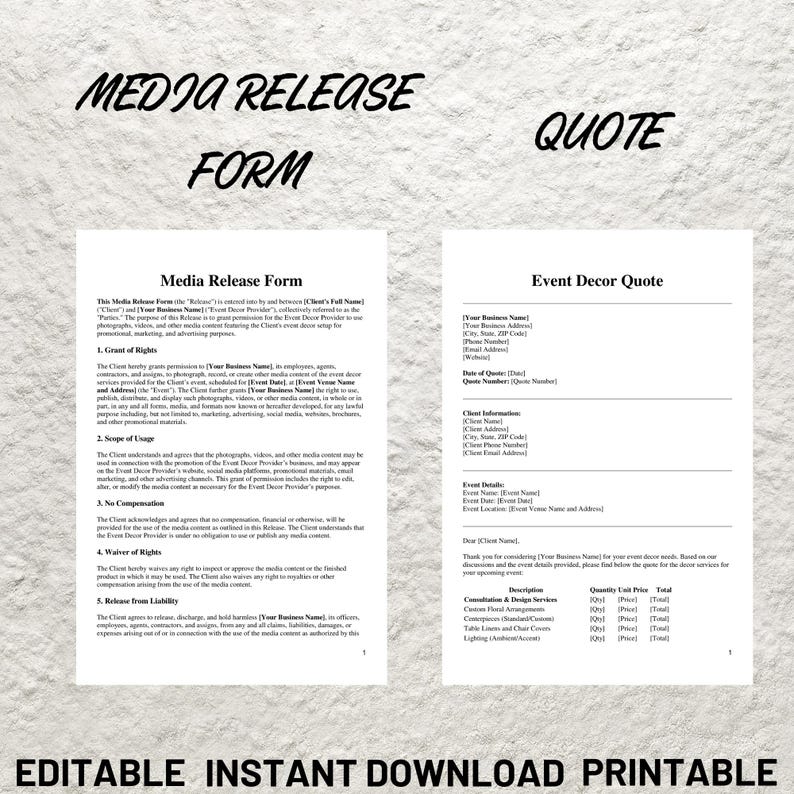 Event Decor Services Forms Bundle Editable Event Decor Rental Agreement ...