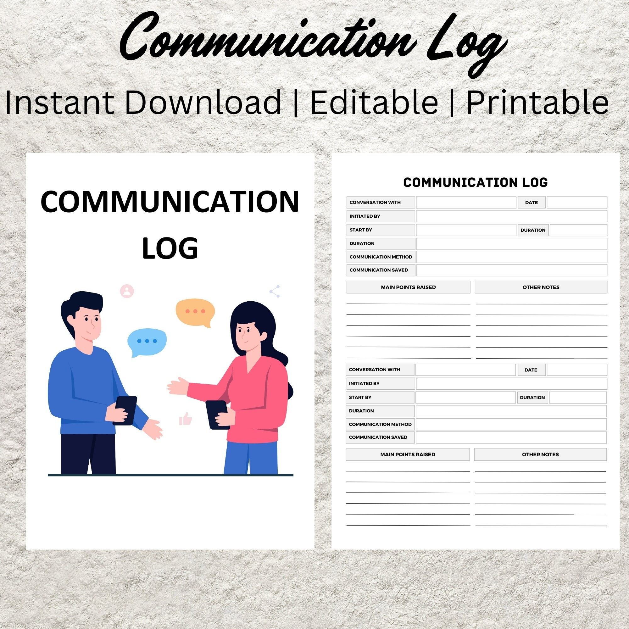 Communication Log Template Printable Call Log Phone Call Tracker Parent ...