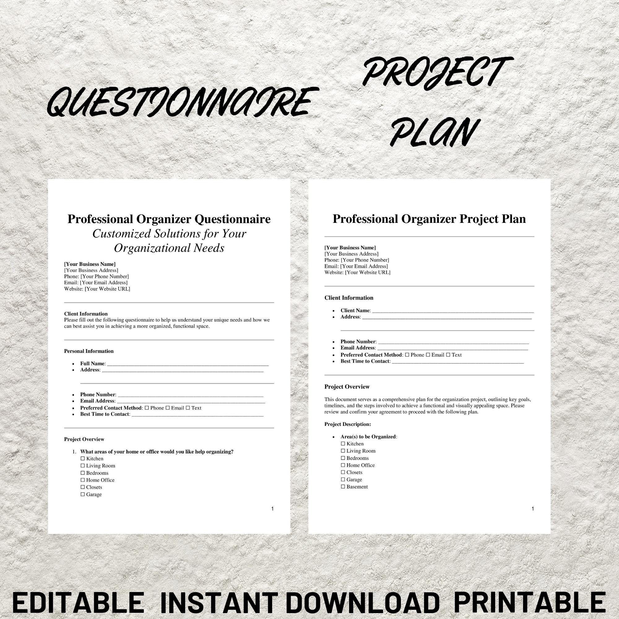 Editable Organizer Forms Bundle: Client Intake, Contract, and Invoice ...