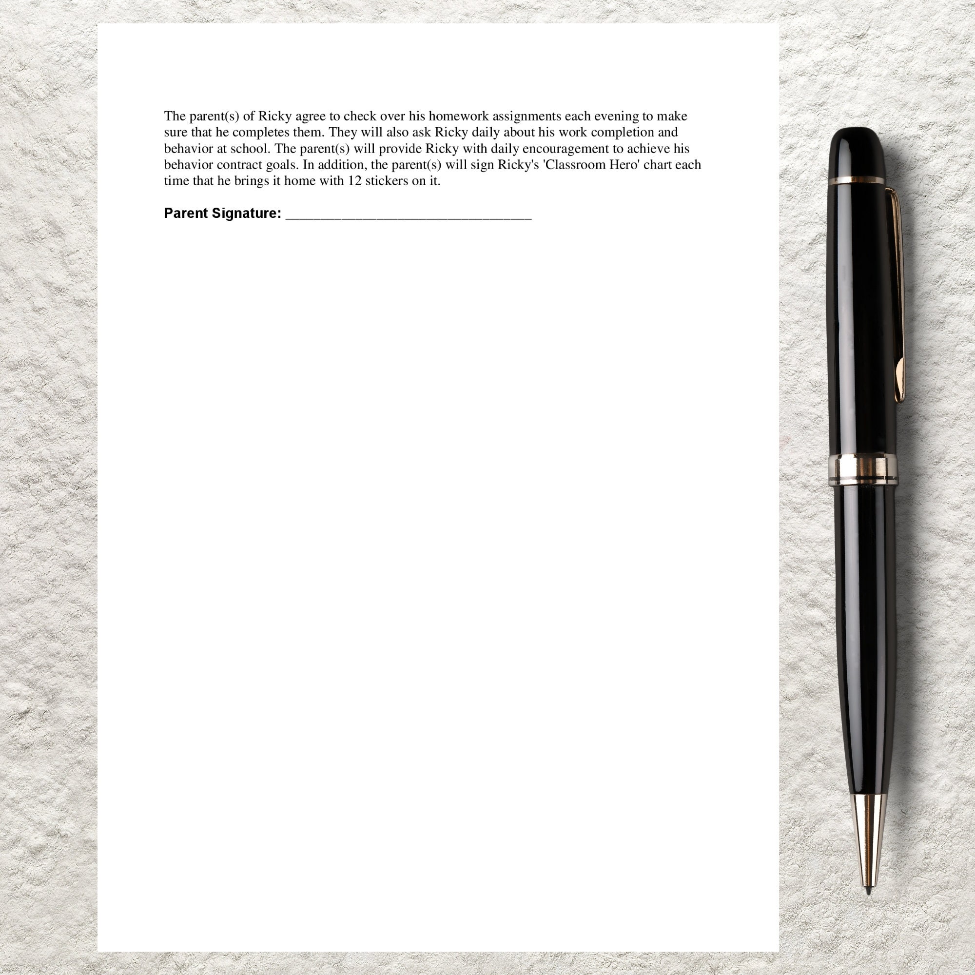 Student Behavior Contract Template Printable Classroom Behavior ...
