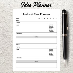 Printable Podcast Episode Planner Worksheet Template Podcast Content ...