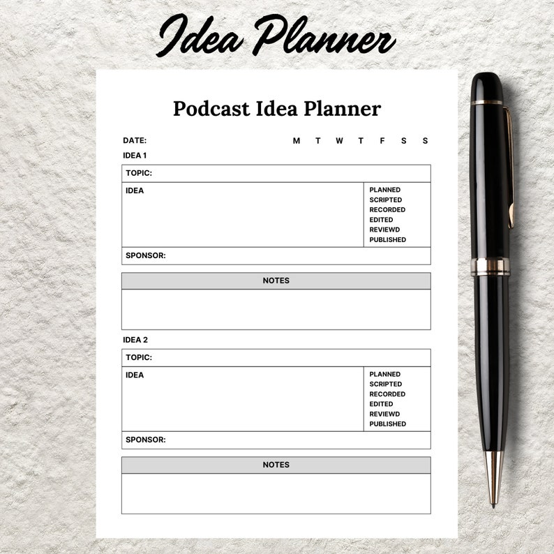 Printable Podcast Episode Planner Worksheet Template Podcast Content ...