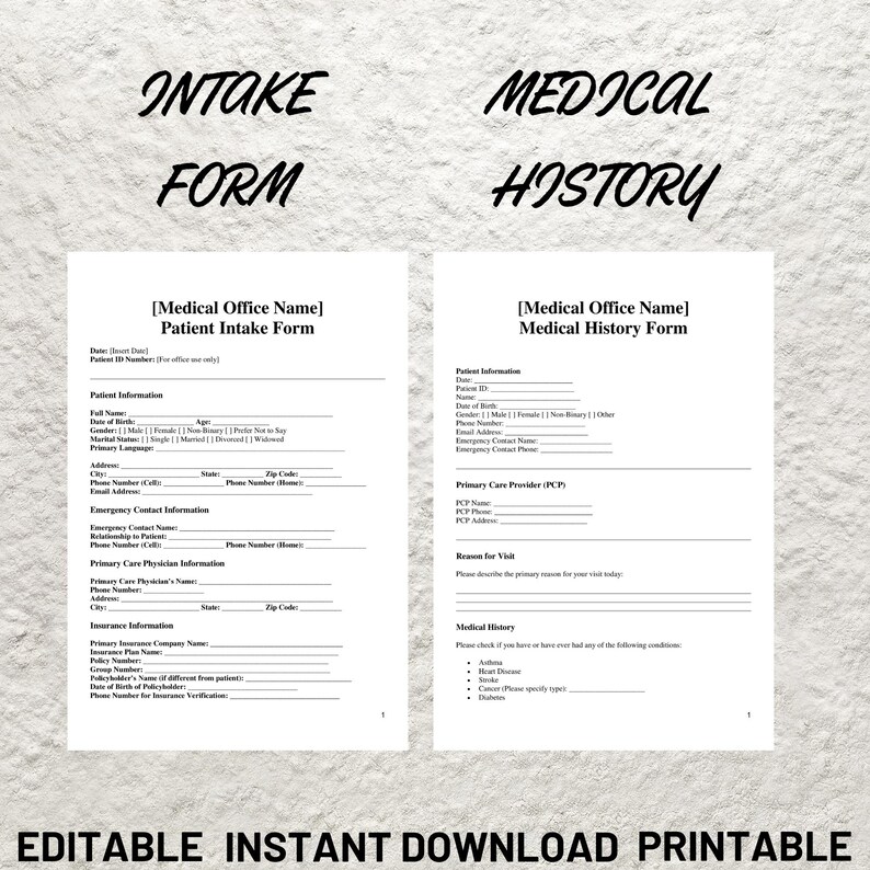 Editable Medical Office Forms Bundle: HIPAA Compliant Templates (PDF ...