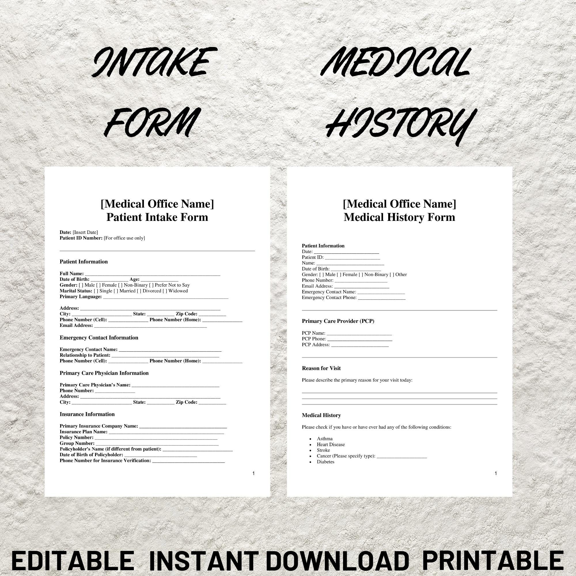 Medical Office Forms Bundle: Patient Intake, Consent & Policy Templates ...