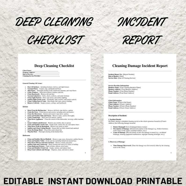 Cleaning Service Forms Bundle: Editable Business Templates (digital ...