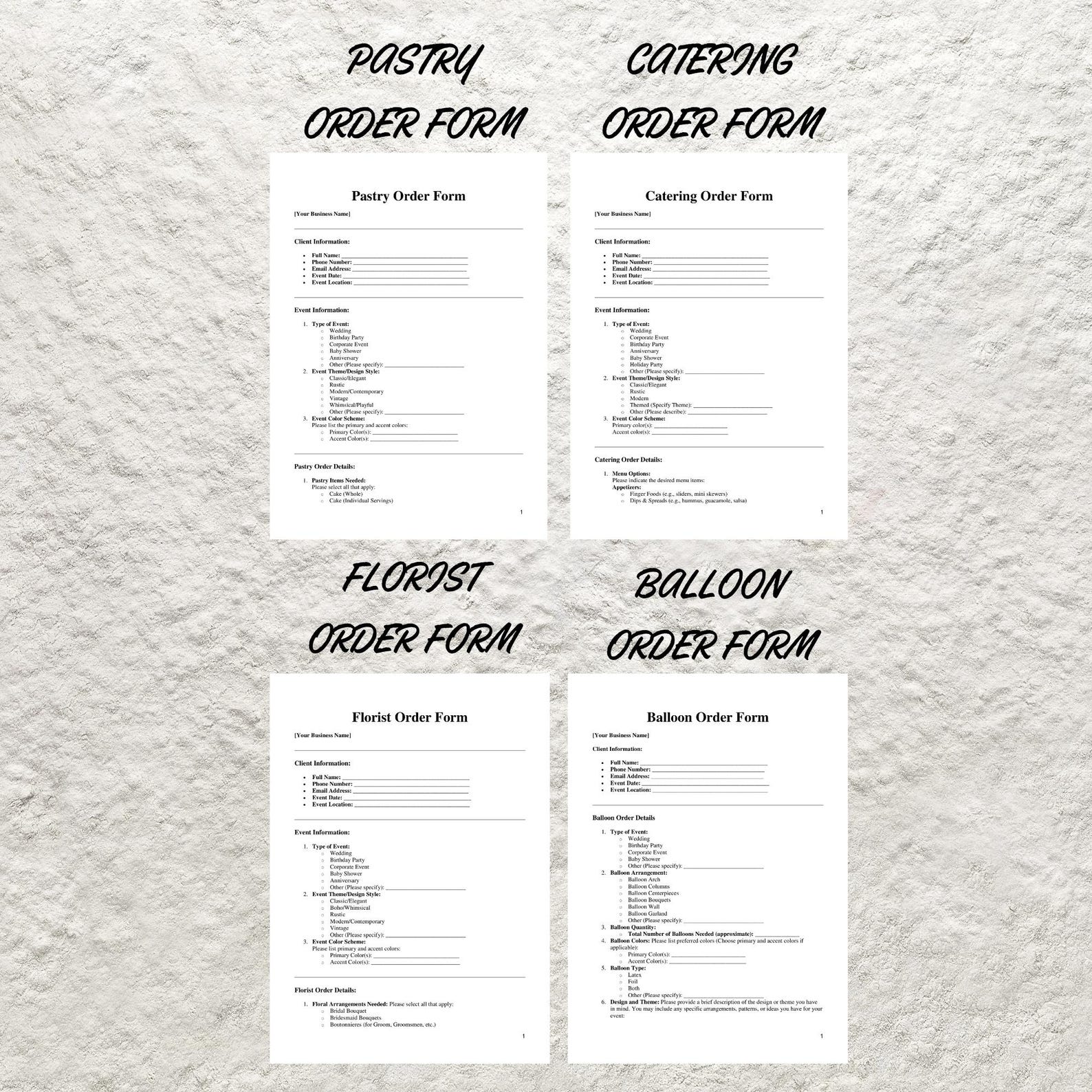 Event Planner Forms Bundle Editable Event Planner Service Agreement ...