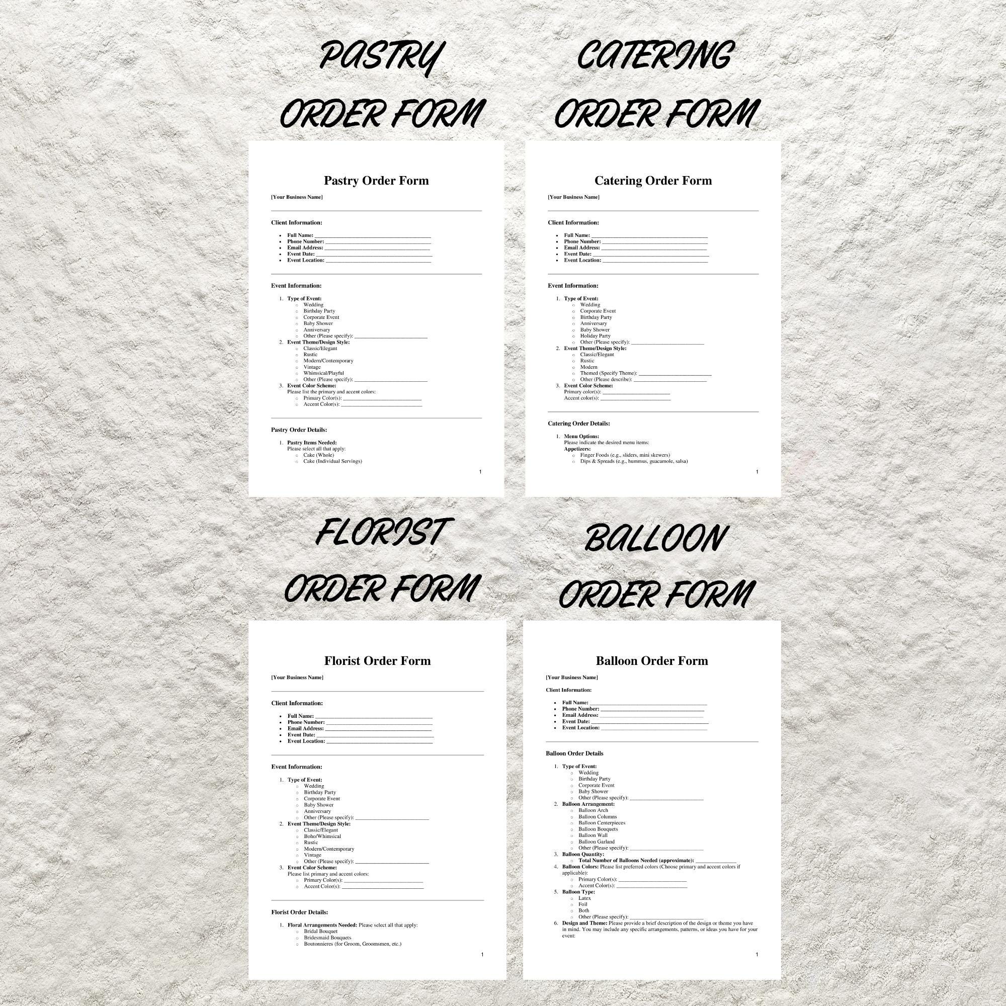 Event Planner Forms Bundle Editable Event Planner Service Agreement ...