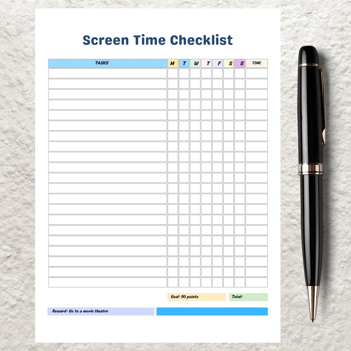 Editable Screen Time Checklist Template Printable Screen Time Chore ...