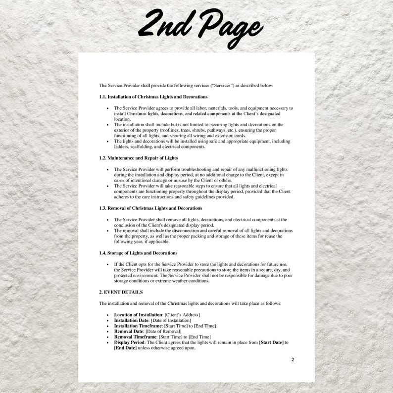 Christmas Light Installation Contract Template: Holiday Lighting ...