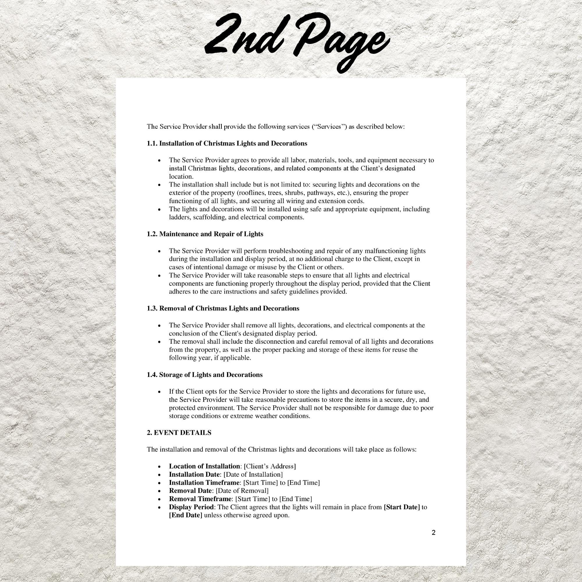 Christmas Light Installation Contract Template: Holiday Lighting ...
