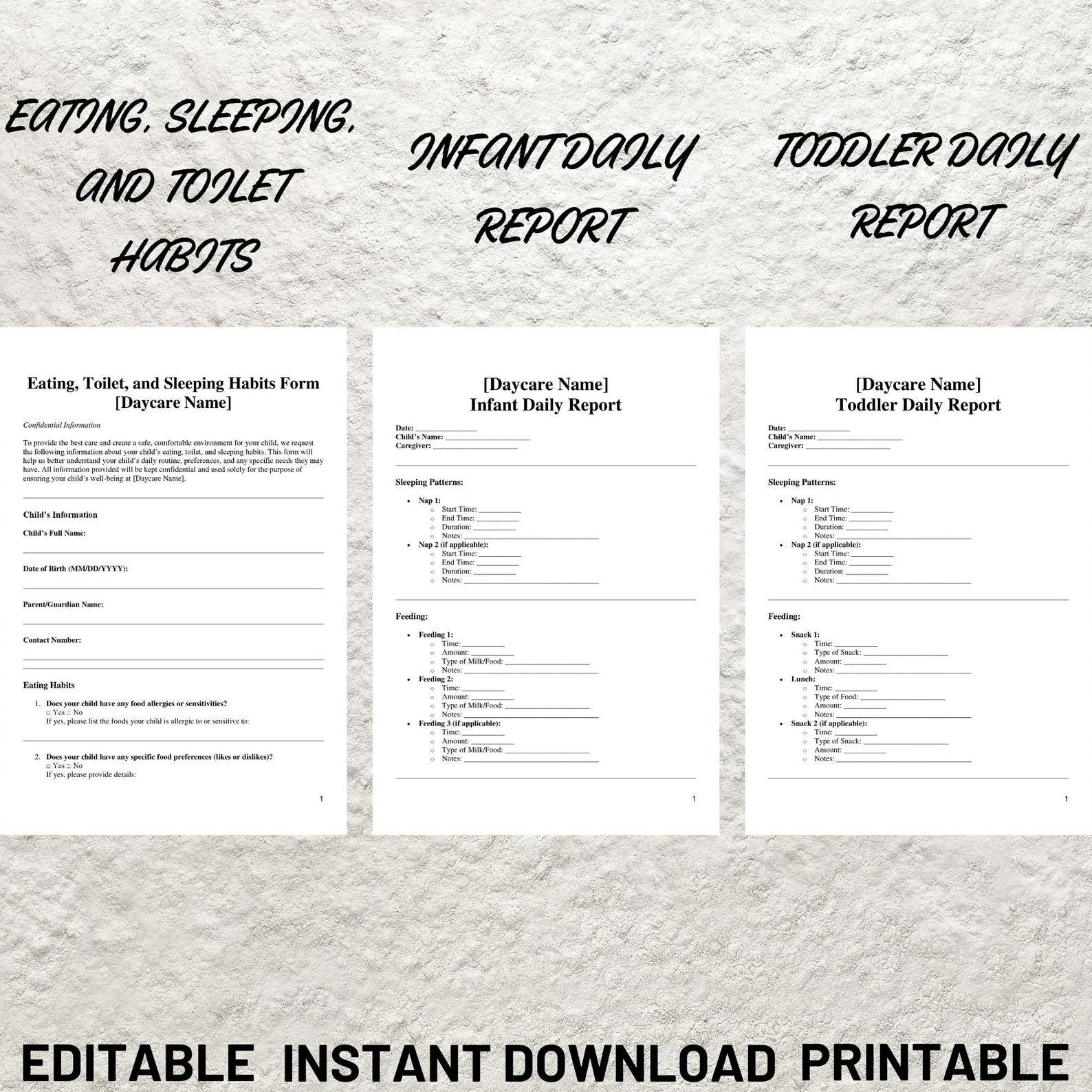 Daycare Starter Kit, Daycare Forms, Daycare Contract, Childcare Forms ...