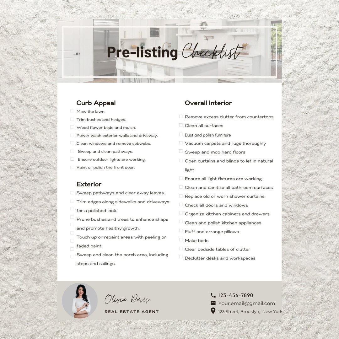 Pre-listing Checklist Real Estate Pre Listing Canva Template Home ...