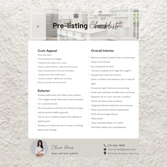 Real Estate Home Selling Checklist Printable Pre Listing Real Estate