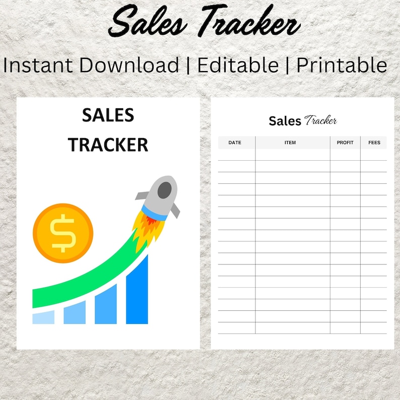 Sales Tracker Template Printable Sales Log Editable Online Business ...