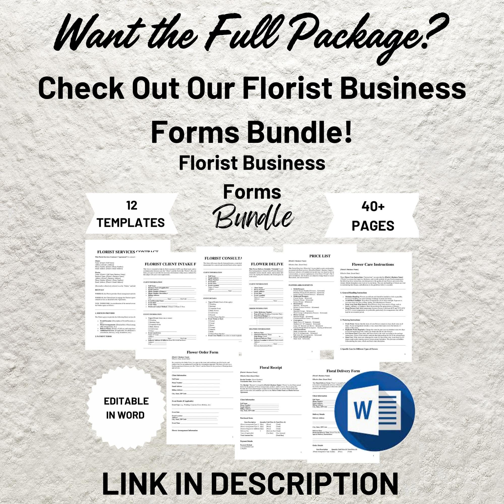 Wedding Florist Contract Template: Editable Floral Service Agreement ...