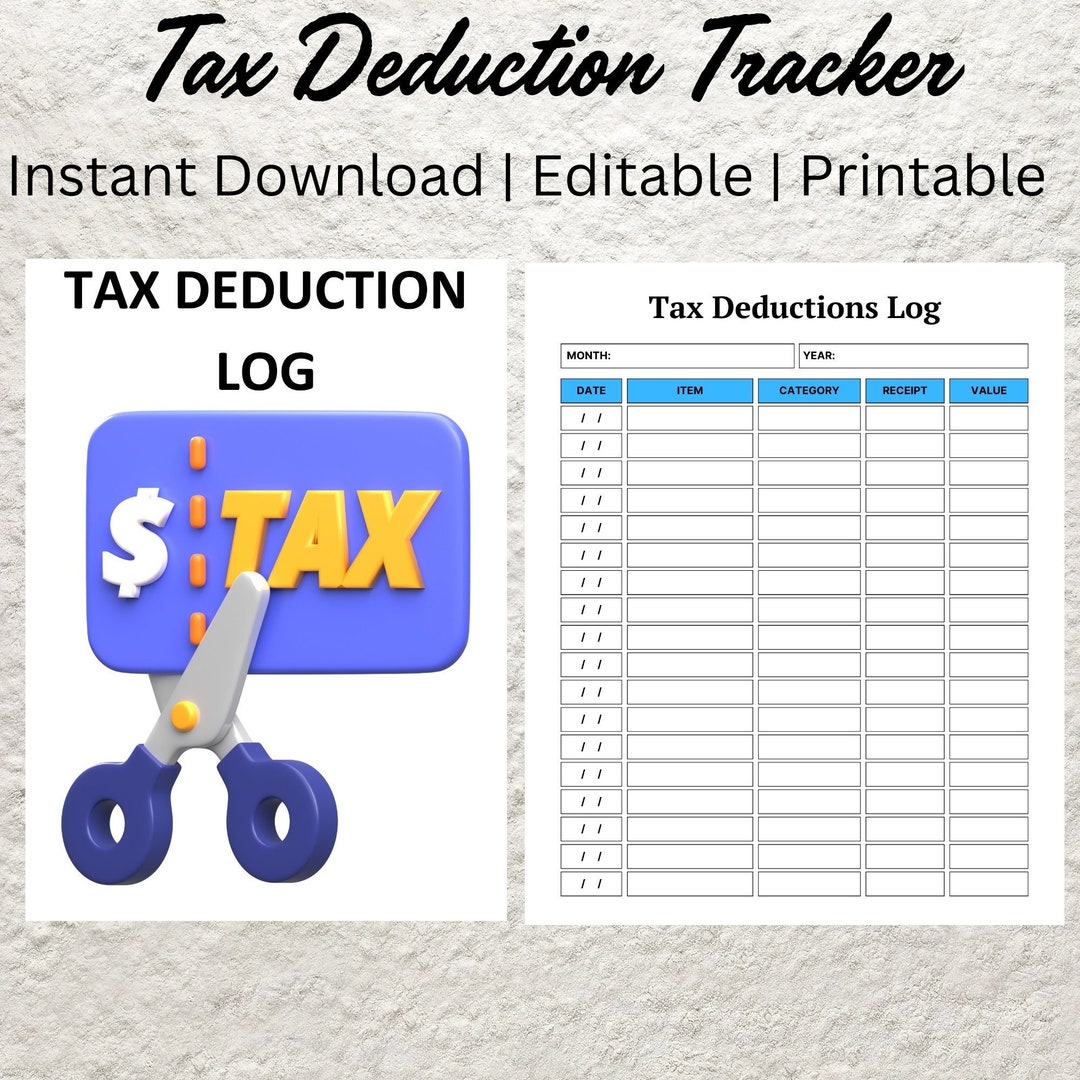 Tax Deduction Tracker Template Printable Business Tax Log Editable ...