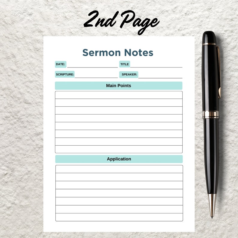 Printable Sermon Notes Template Editable Sermon Summary Notes Sermon ...