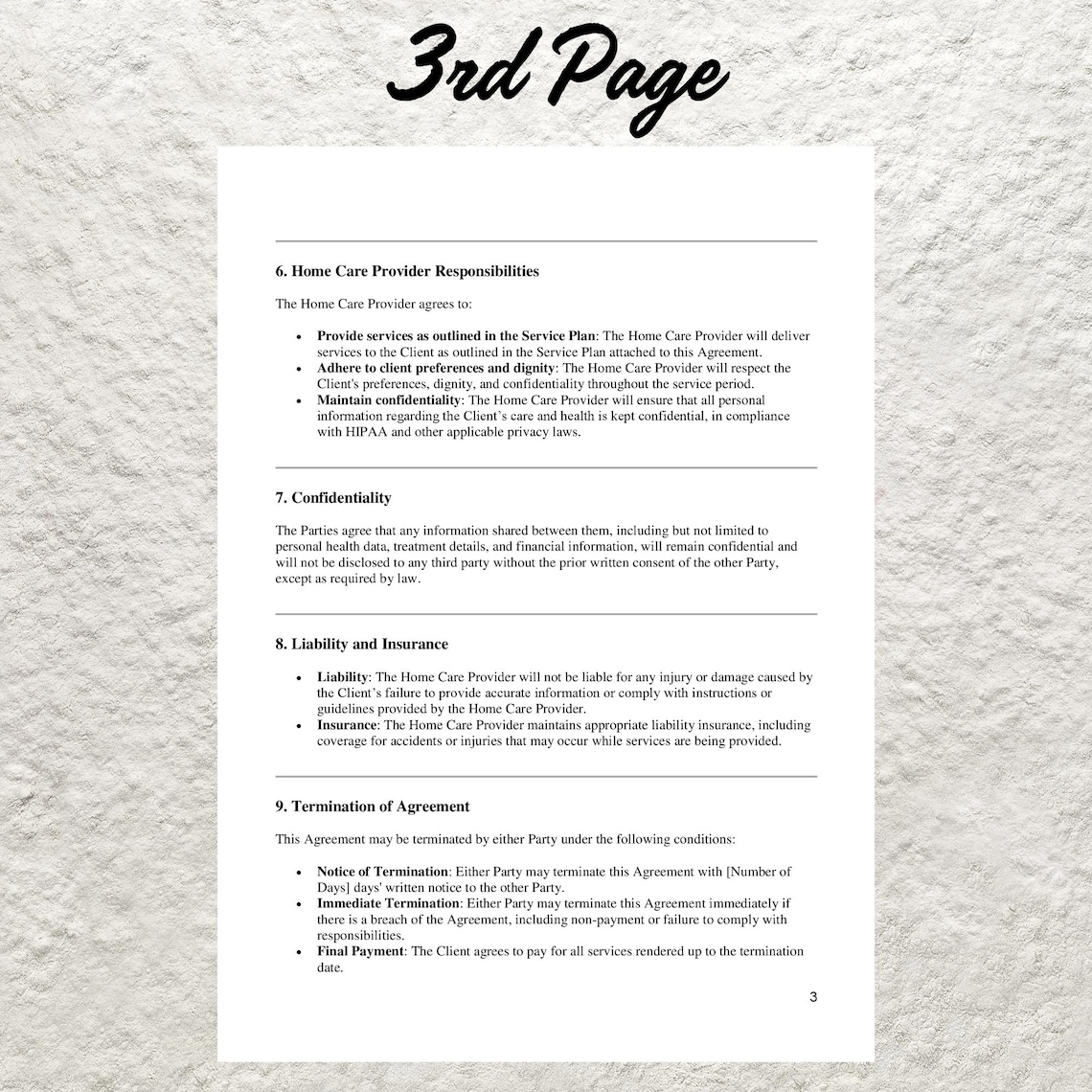 Home Care Service Agreement Template: Editable Client Contract ...