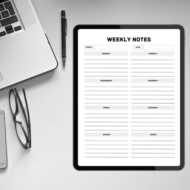 Printable Weekly Notes Template Editable Weekly Planner Weekly to Do ...