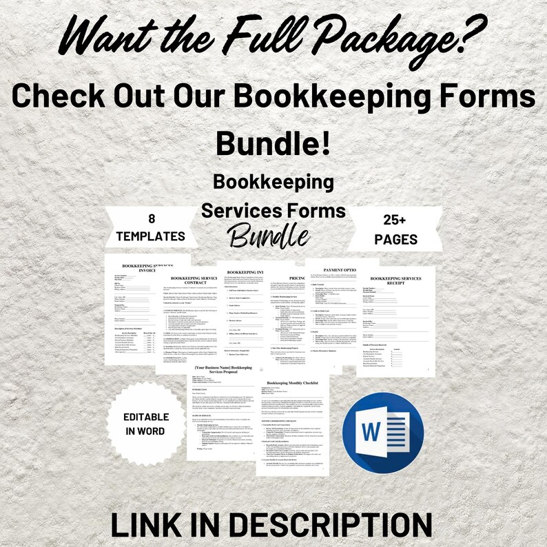 Bookkeeping Service Contract Editable Freelance Bookkeeper Intake Form ...