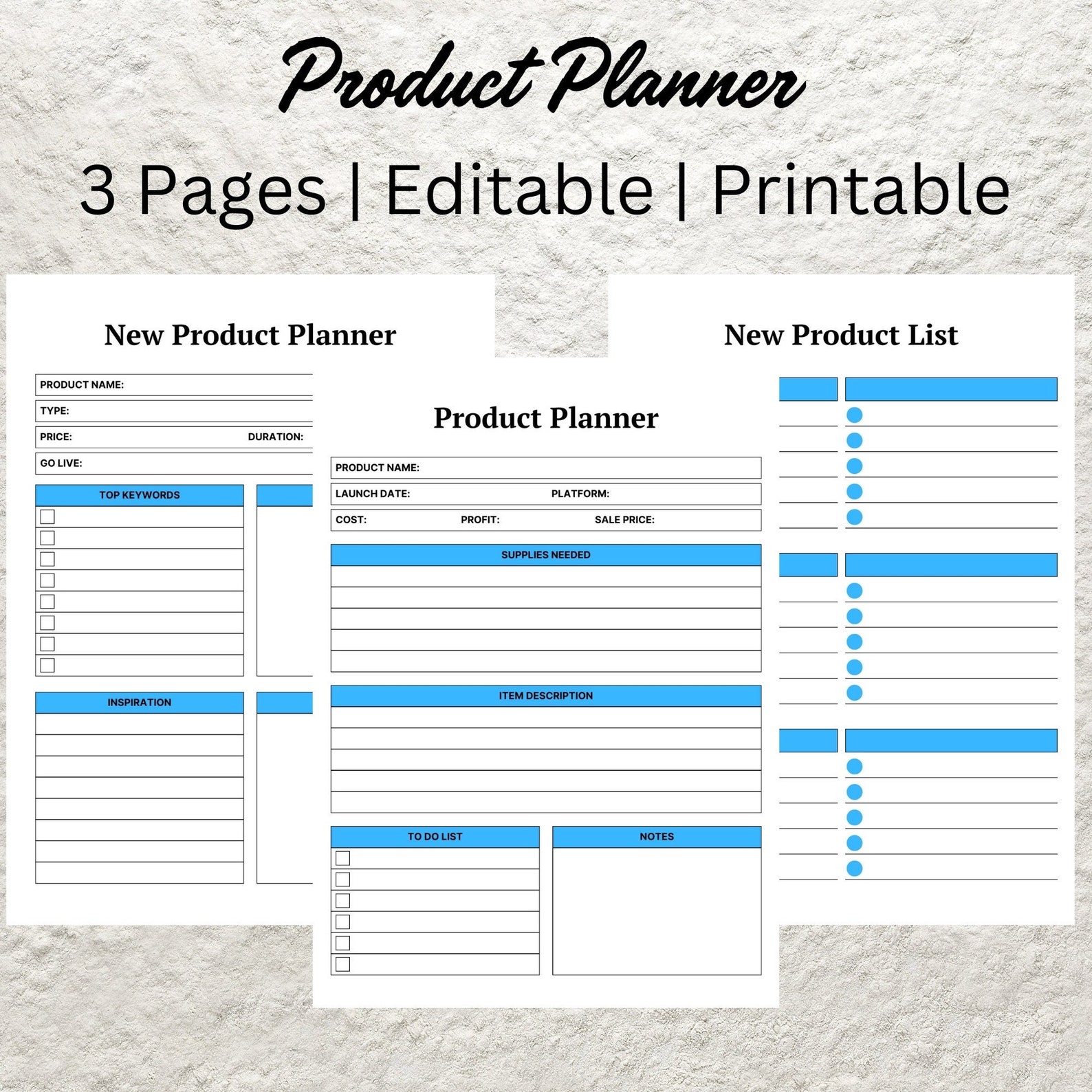 Product Planner Template Printable New Product Planner Product Launch ...