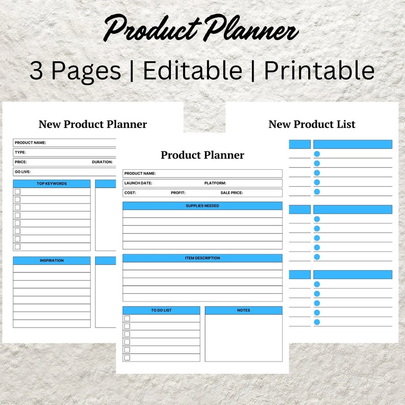 Product Planner Template Printable New Product Planner Product Launch ...