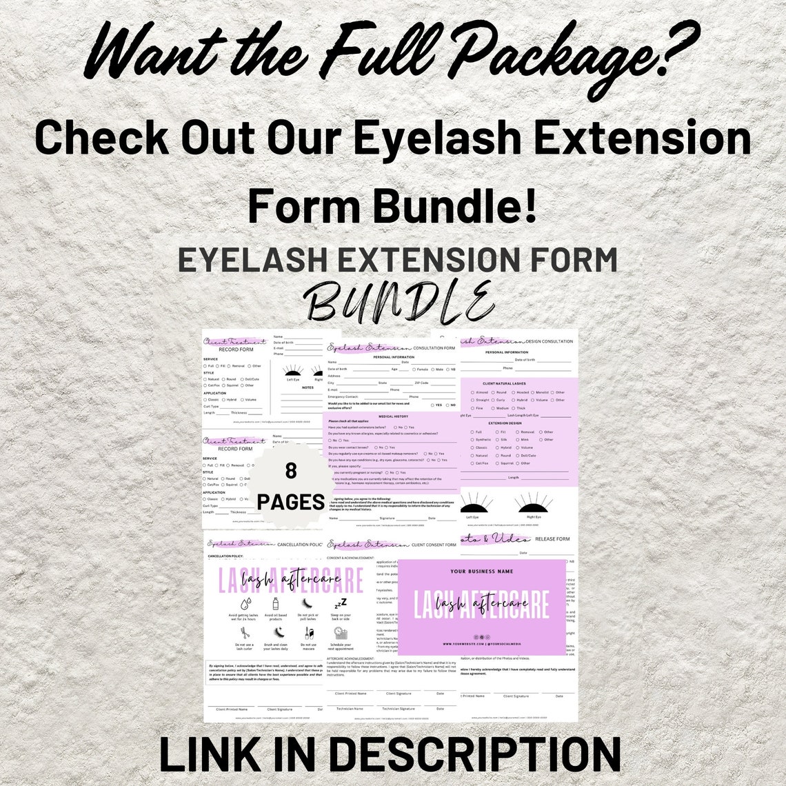 Editable Eyelash Extensions Intake and Lash Consent Forms Template Lash ...