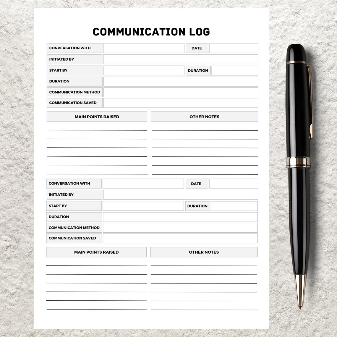 Communication Log Template Printable Call Log Phone Call Tracker Parent ...