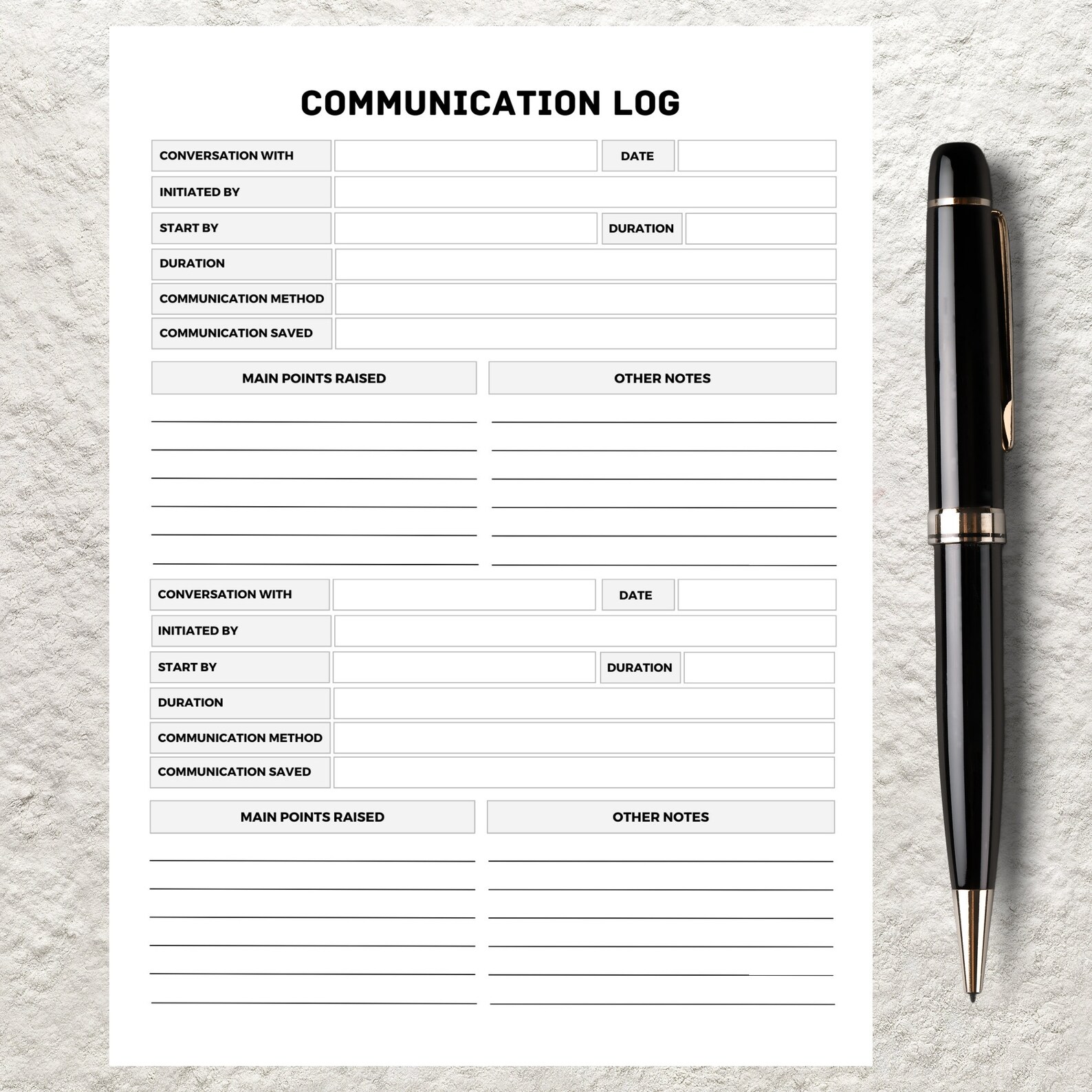 Communication Log Template Printable Call Log Phone Call Tracker Parent ...