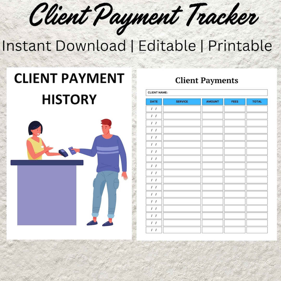 Client Payment Tracker Template Printable Client Payment History Client ...