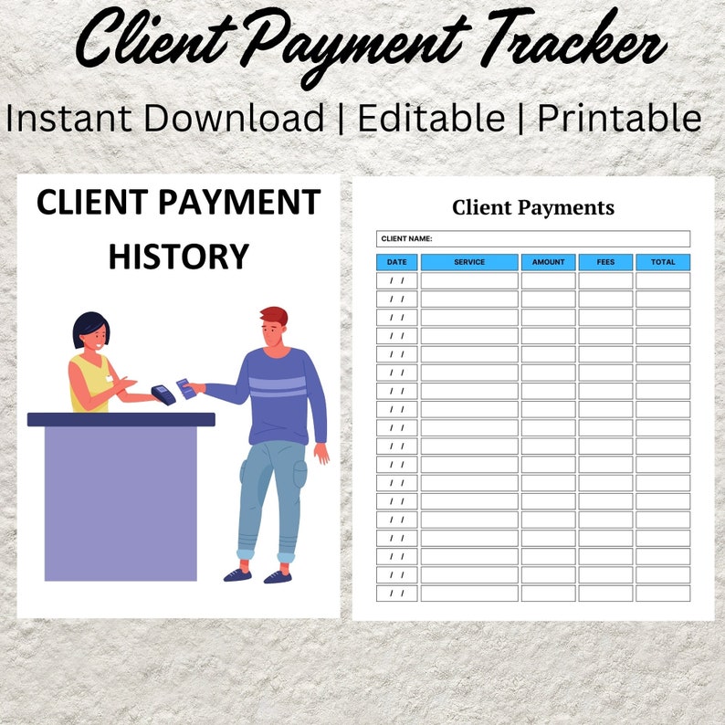 Client Payment Tracker Template, Editable Business Payment Log (digital ...