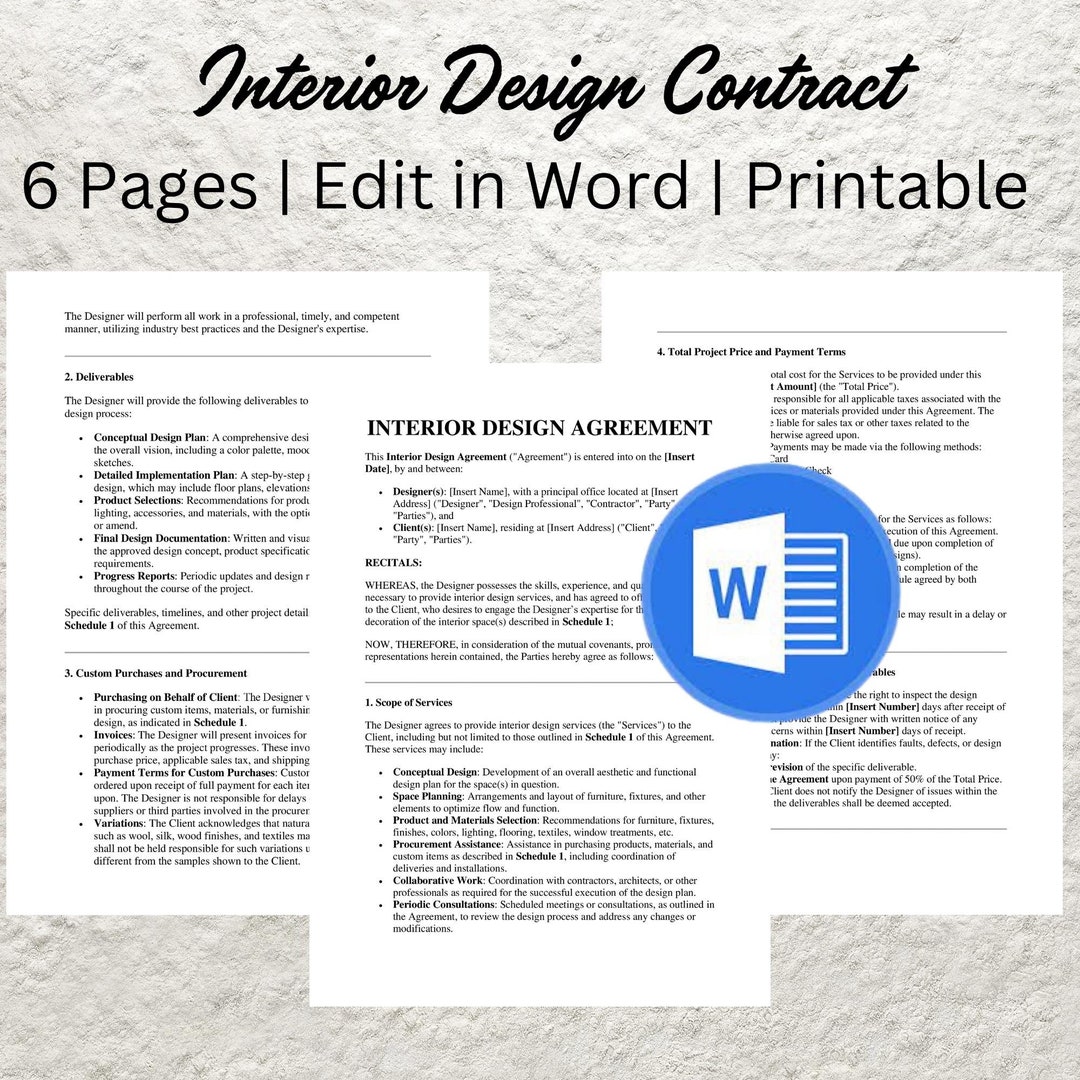 Interior Designer Project Template - Editable Proposal, Agreement ...
