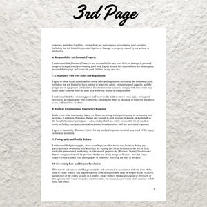 Editable Swimming Pool Liability Waiver Template (word Format ...