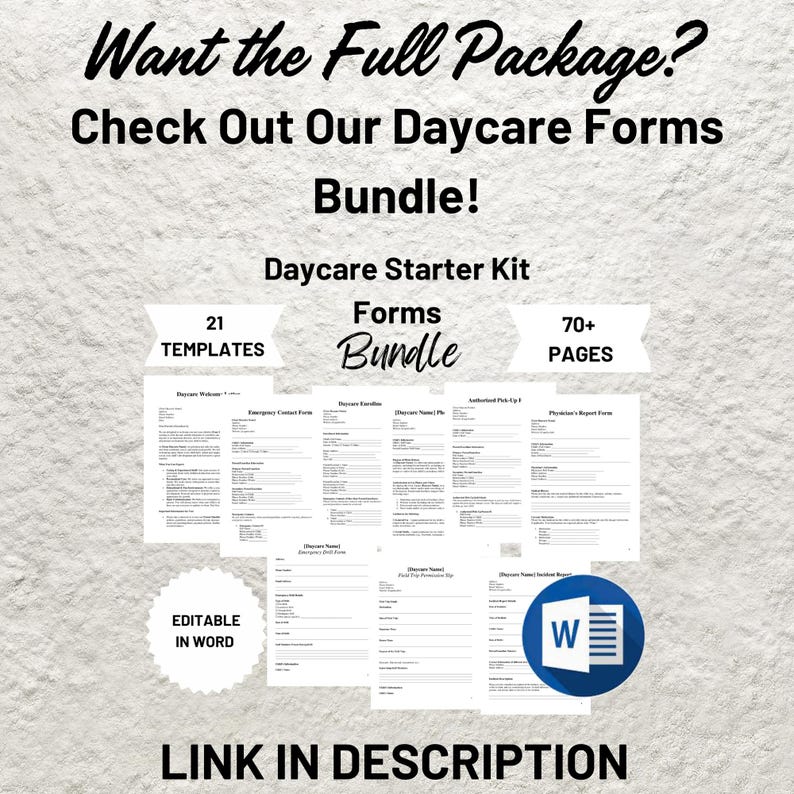 Editable Home Daycare Contract Template: Printable Childcare Agreement ...